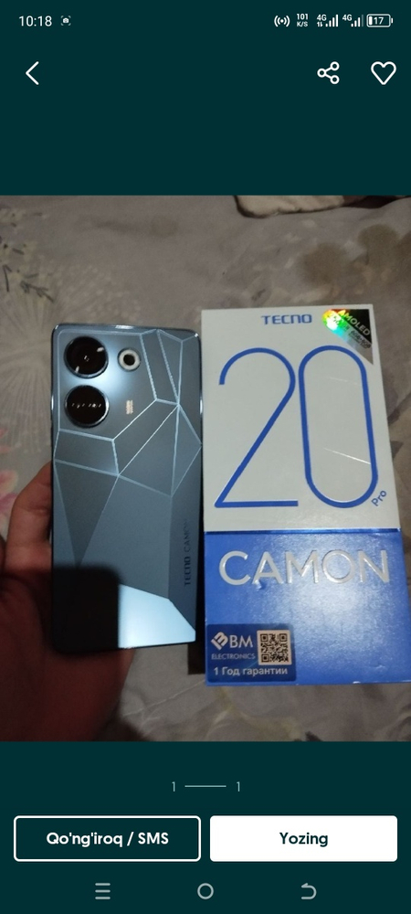 Techno Camon 20 pro 3 kun ishlatilgan