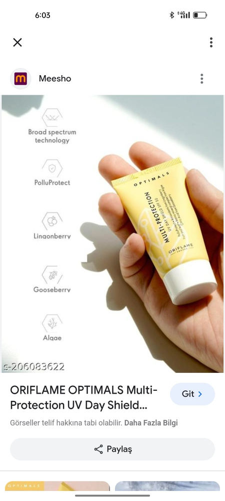 Oriflame spf50 kremi