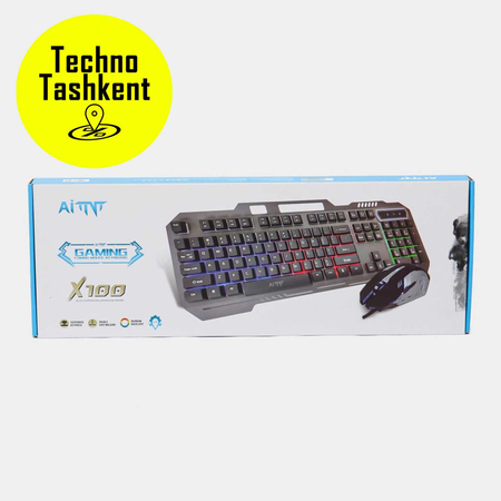 Игровая проводная клавиатура и мышь Gaming Combo Aitnt X100 Rainbow
