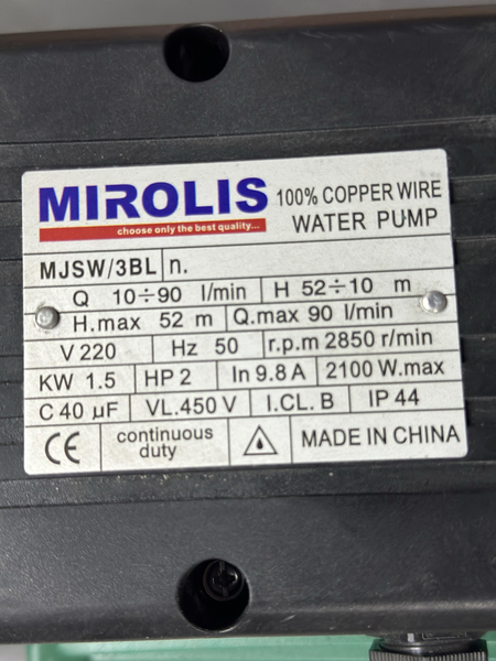 Suv nasosi Mirolis MJSW/3BL 1.5KW