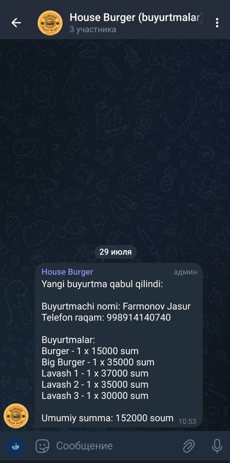 Telegram Web app bot tayorlash xizmati