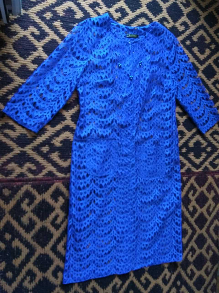 Туника синяя ажурная в стразах