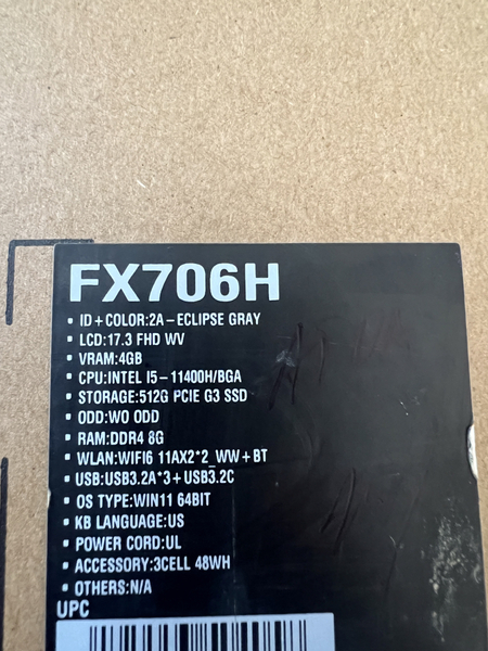 Ноутбук Asus Tuf Gaming F17 RTX3050TI