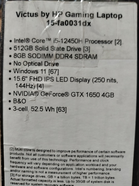 Игровой ноутбук Hp victus 15 intel core i5-12450H