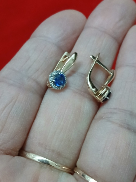 Серьги сапфир с бриллиантами