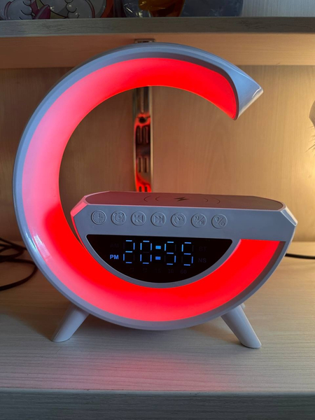 Умная bluetooth Смарт колонка ночник лампа с беспроводной зарядкой