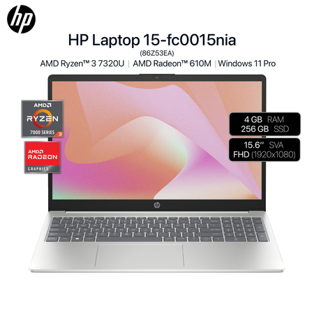 HP 15-fc0015nia AMD Ryzen™ 3 7320U 4/256GB 15.6