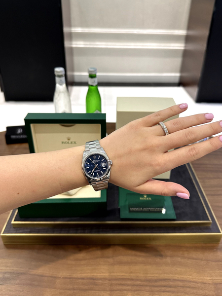 NEW Rolex Datejust 36mm Steel and White Gold 126234 Blue Motif