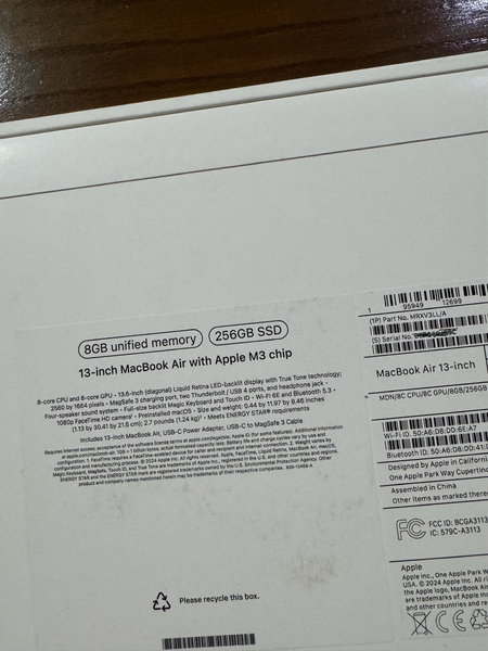 Apple Macbook Air M3 8gb 256gb new