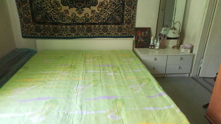 Кровать двуспальная белая + 2 тумбы из дерева