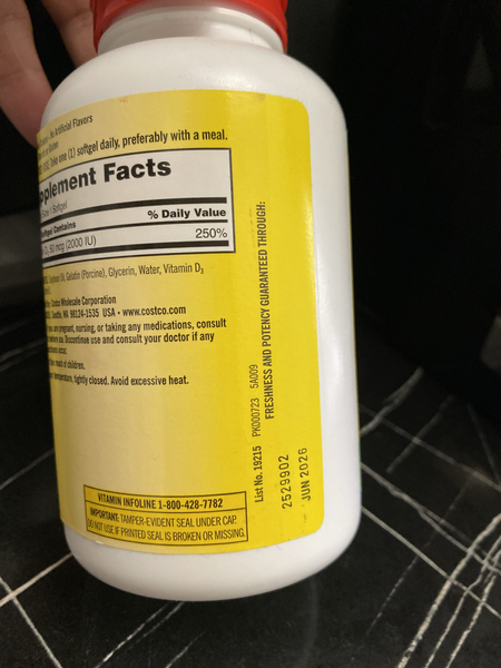 KIRKLAND D3 600 softgels