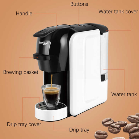 Кофемашина 3в1 Sonifer SF-3539 Dolce Gusto, Nespresso, Ground Coffee