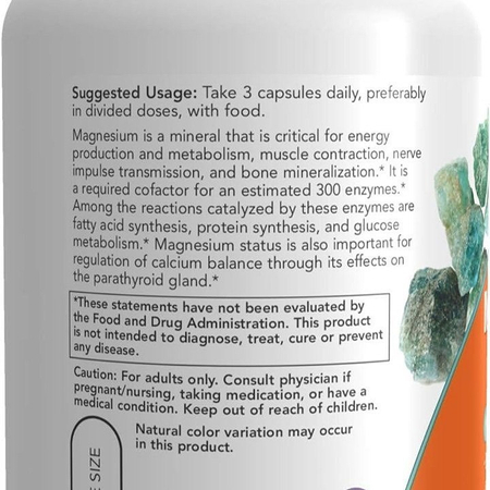 NOW Supplements, Цитрат магния, ферментная функция*, поддержка нервной