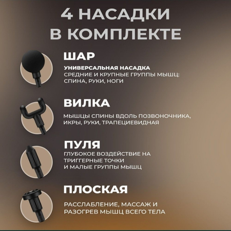Массажёр 6 режимов 4 насадки.