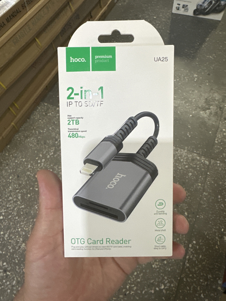 Картридер hoco UA25 для устройств с разъёмом Lightning на SD/MicroSD