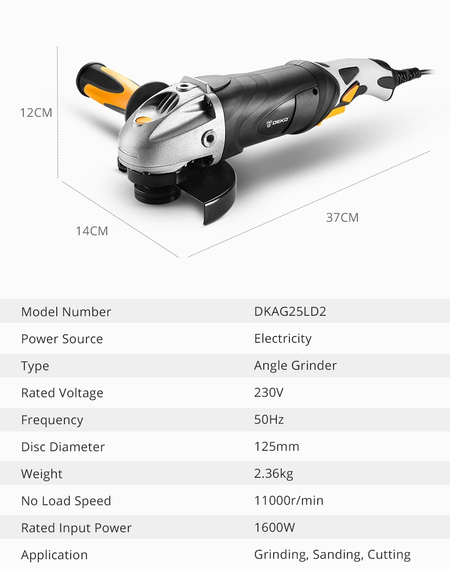 DEKO Балгарка 1600W угловая шлифовальная машина болгарка bosch makita