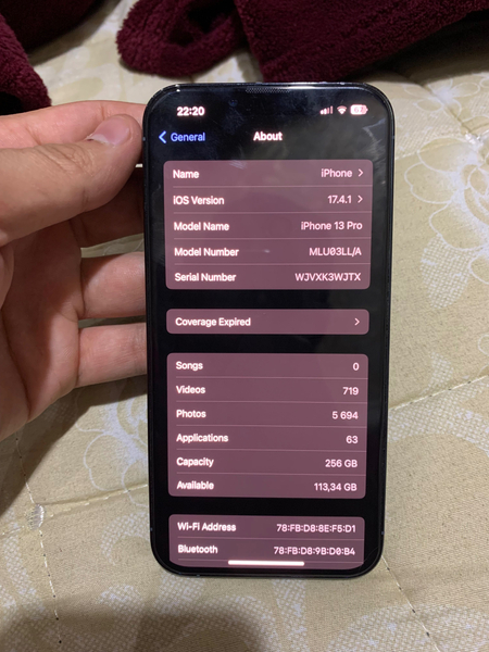 Iphone 13 pro 256gb ideal, rangi ko’k