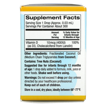 California Gold Nutrition, Baby Vitamin D3 Liquid, Витамин Д3 капля 10