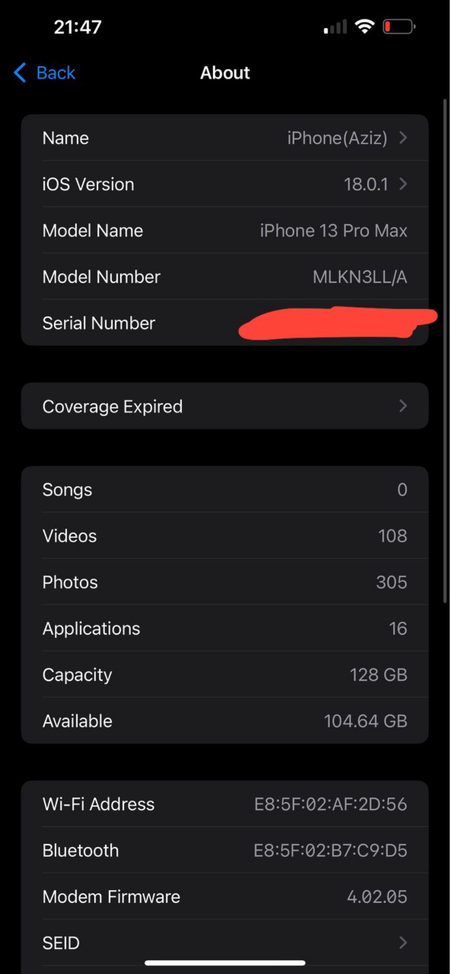 Iphone 13 pro max Ll/a