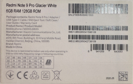 Продается Redmi Note 9 Pro Glacier White 6 Gb RAM 128 Gb ROM