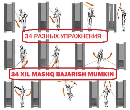 Тренажеры кроссоверы 34 УПРАЖНЕНИЯ   Krossover MINI 34 xil mashq