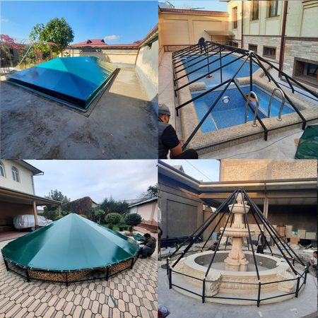 бассен банер тент навес сварка bassen baner tent  установка киламиз