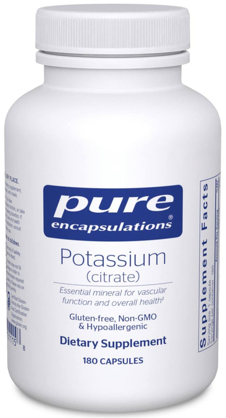 Pure Encapsulations,  Калий цитрат, 1000 мг, 180 капсул