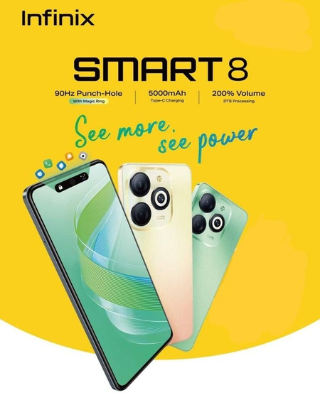 infinix smart 8 128gb 8gb ram (4+4)