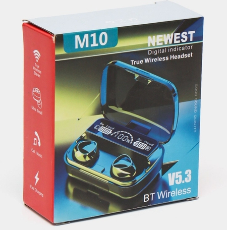 Simsiz Bluetooth quloqchinlar M10, 2000 mA/soat Power bank bilan