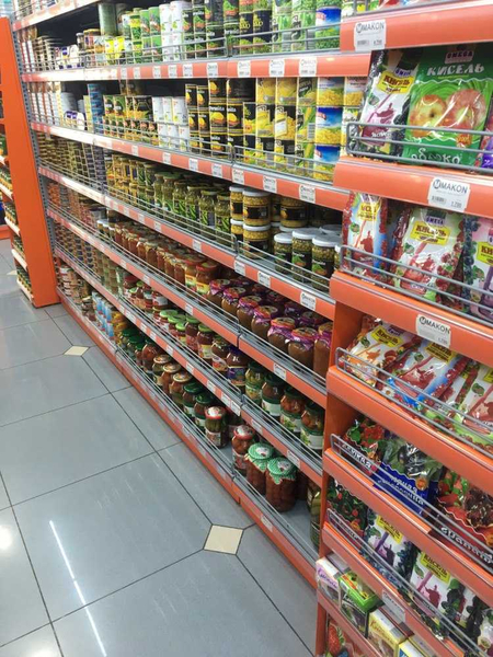 Торговые стеллажи, для супермаркетов, Витрины, Прилавки