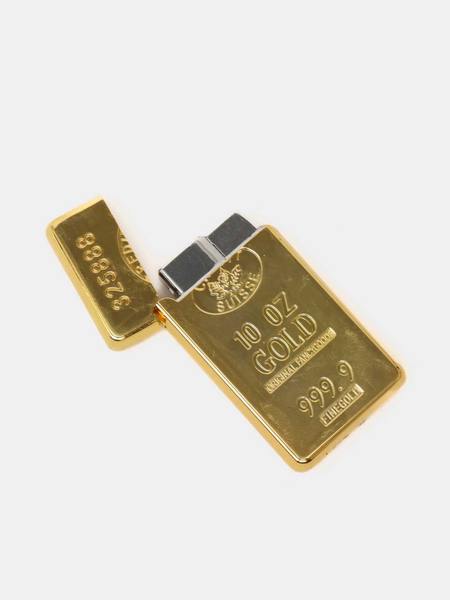 Современная зажигалка газовая GOLD 99,99 голд олтин золота жёлтый