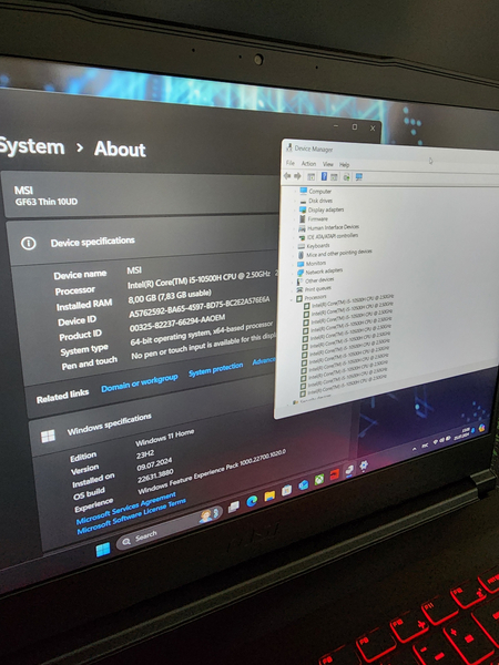 Продаётся игравой ноутбук MSI GF63 Thin 10UD полный комплект!