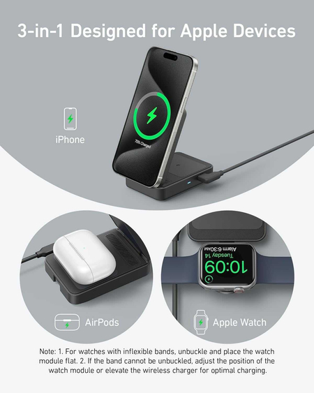 Anker MagSafe, зарядная станция Anker MagGo 3in1 Qi2
