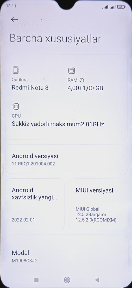 REDMI NOTE 8 4+1/64