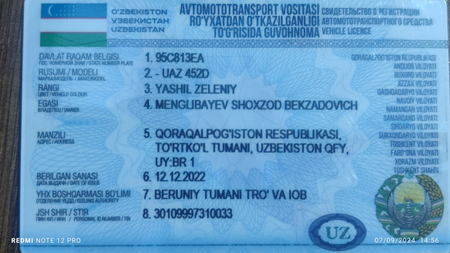 Uaz452 kelishilgan narxda sotiladi.