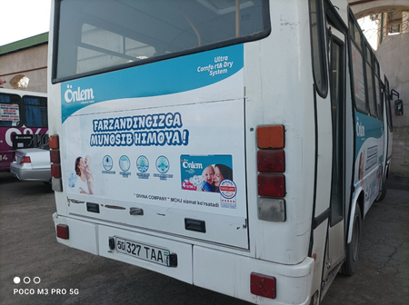 Avtobuslar tashqi qismida reklama/Реклама на Автобусах снаружи