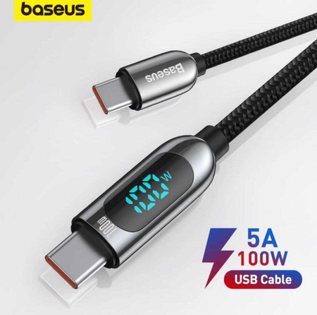 Baseus 100w кабель для зарядки с цифровым дисплеем 2 метра
