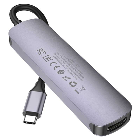 Hoco HB28 HUB PD 60W Type-C to USB 3.0+HDMI+SD+TF Converter, Adapter