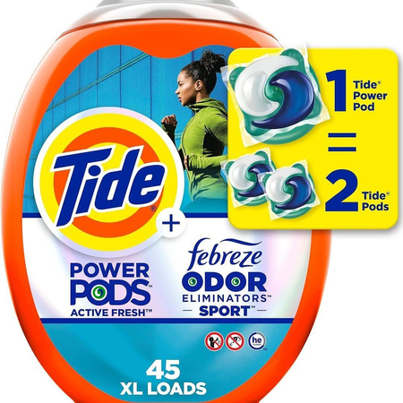 Пакеты со стиральным порошком Tide Power Pods с Febreze Sport,