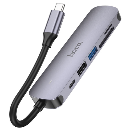 HB28, Type-C male to HDMI + Type-C PD + USB3.0 + USB2.0 + SD + TF, sup