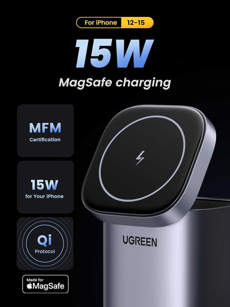UGREEN MagSafe Charger Stand, Nexode 100W 4 in 1 with 15W