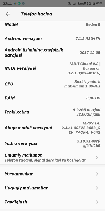 Xiaomi redmi 5 global 3/32gb