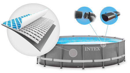 Каркасный бассейн Intex 732х132 см +песочный ф/насос лестница тент под