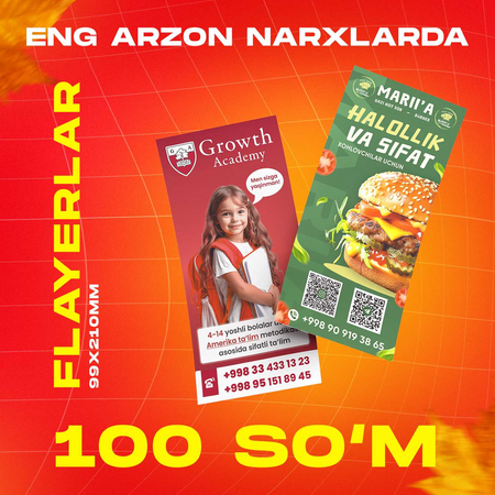 Aksiya Flayer 100 so\\\'m. Акция Флаеры 100 сум