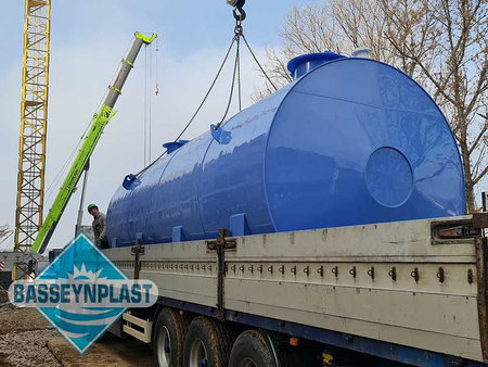 Емкость горизонтальная 35м3, тонн из полипропилена, резервуар, бак