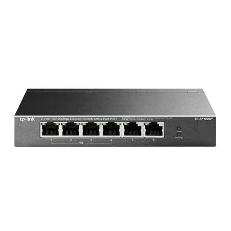 TL-SF1006P | 10/100 Мбит/с настольный коммутатор с 4 портами PoE+