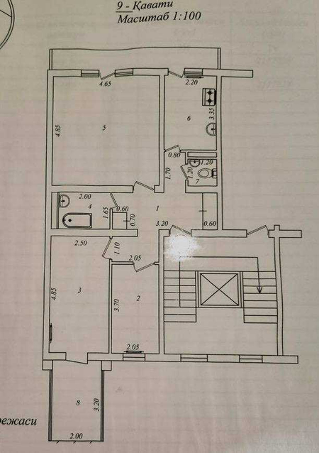 Юнусабад-14, 4/9/9 80м², в среднем состоянии, ор-р Самара=