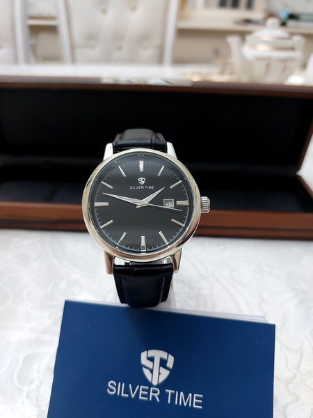 Мужские Серебряные  часы  Silver time  (Серебряный время)
