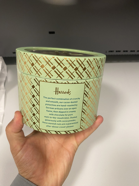 Harrods chocolate cocoa dusted pistachios