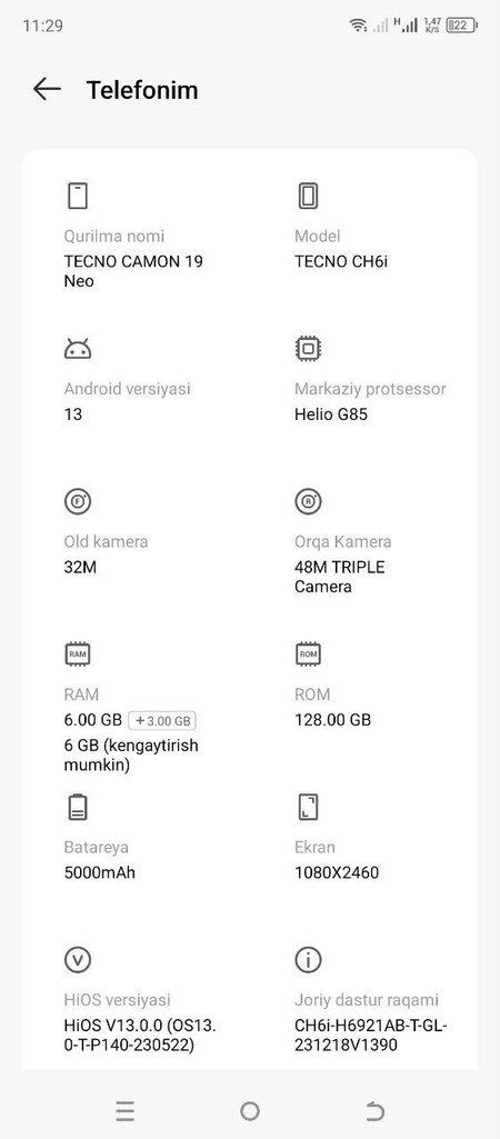 Tecno comon 19 neo